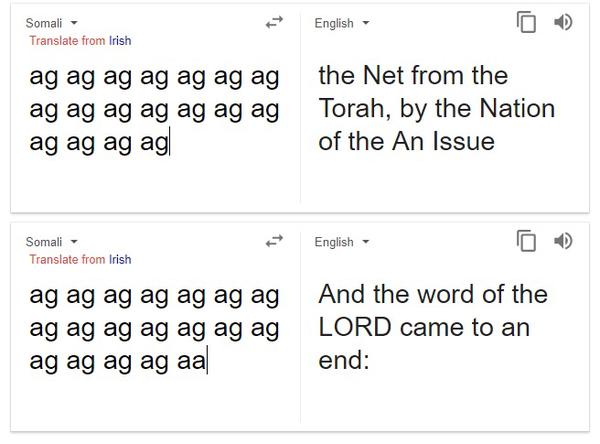 Google Translate Tells You About End Times When You Type dog 