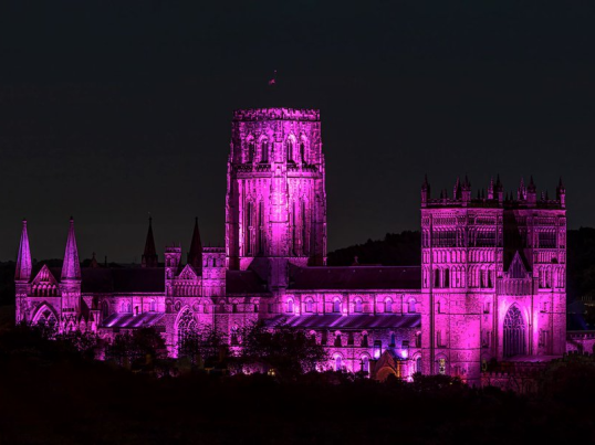 Durham Cathedral turns purple in memory of the Holocaust