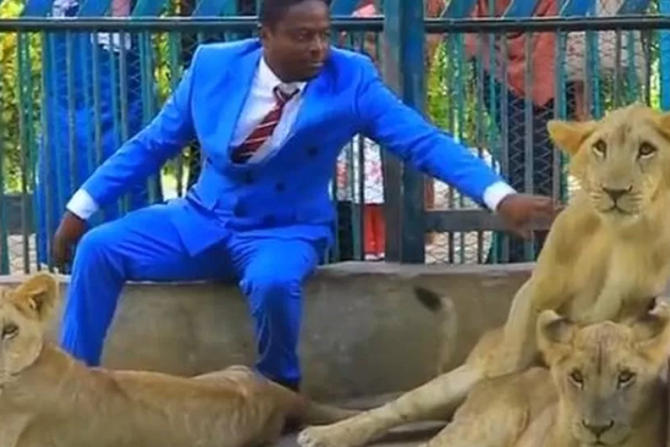 Viral video of pastor's 'lion cage' stunt revealed as a fake
