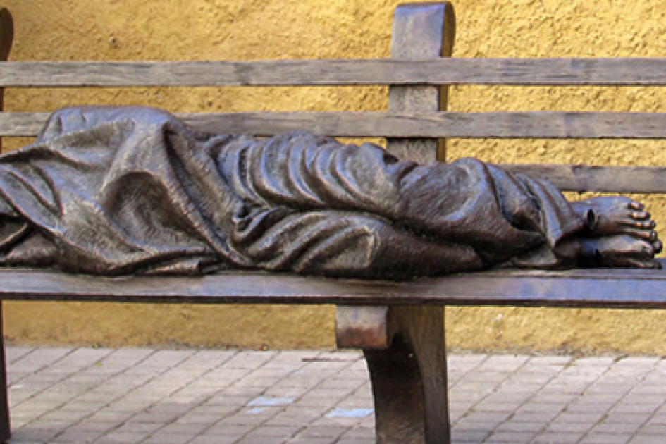 Church installs controversial sculpture of 'homeless Jesus'