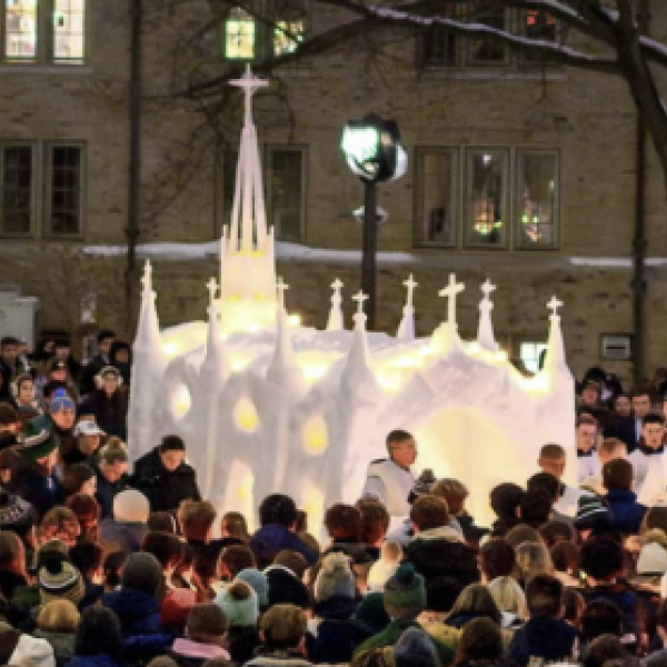 Students create 'St Olaf Ice Chapel' for campus mass
