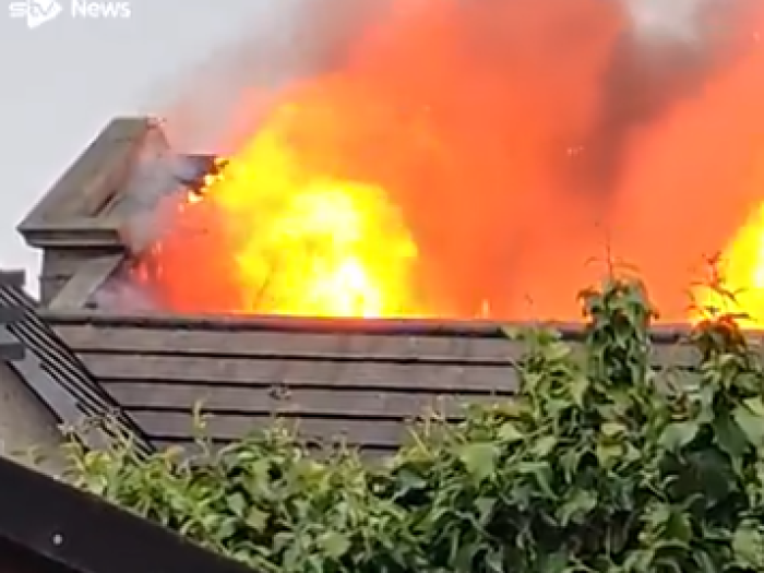 Fire rips through roof of historic Scottish church