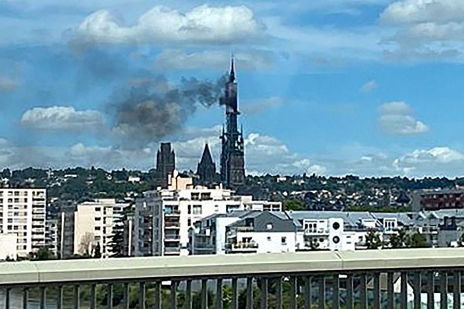 Iconic Cathedral spire catches fire, firefighters working to control blaze