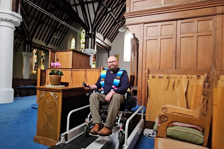 Wheelchair-using minister given 'spiritual lift' at church